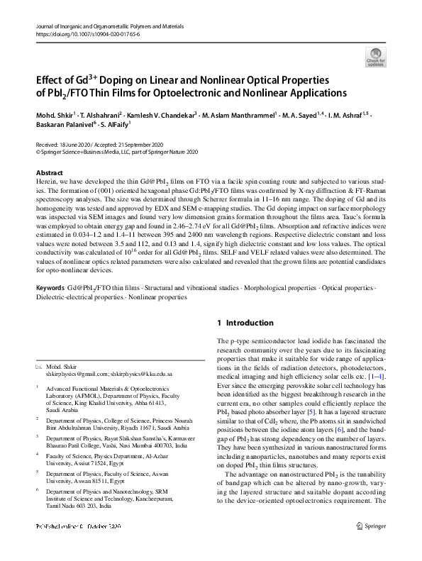 (PDF) Effect of Gd3+ Doping on Linear and Nonlinear Optical Properties of PbI2/FTO Thin Films ...