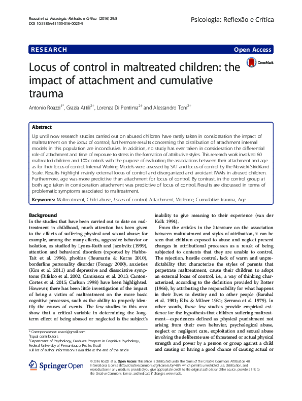 (PDF) Locus of control in maltreated children: the impact of attachment ...