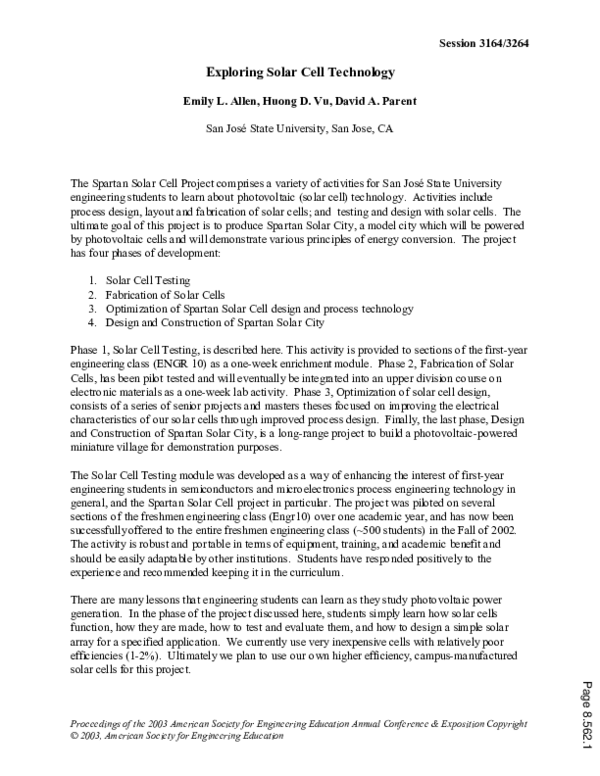 (PDF) Exploring Solar Cell Technology