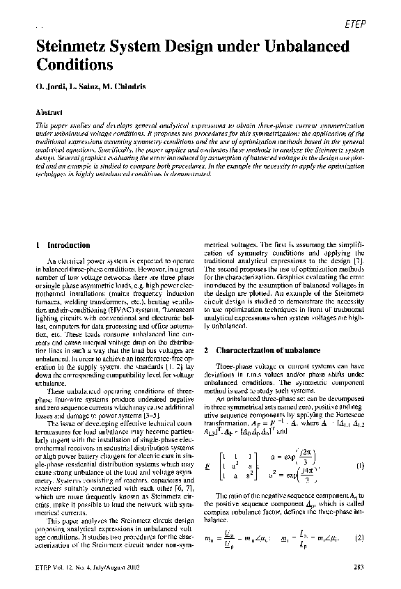 (PDF) Steinmetz system design under unbalanced conditions