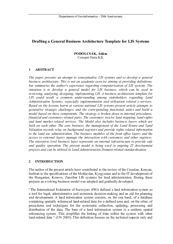 (PDF) Drafting a General Business Architecture Template for LIS Systems