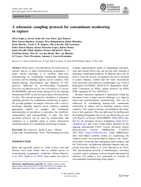 (PDF) A schematic sampling protocol for contaminant monitoring in raptors