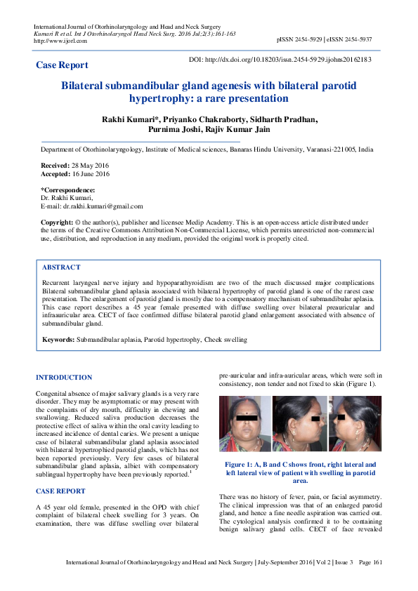 (PDF) Bilateral submandibular gland agenesis with bilateral parotid ...