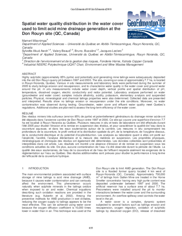 (PDF) Spatial water quality distribution in the water cover used to ...