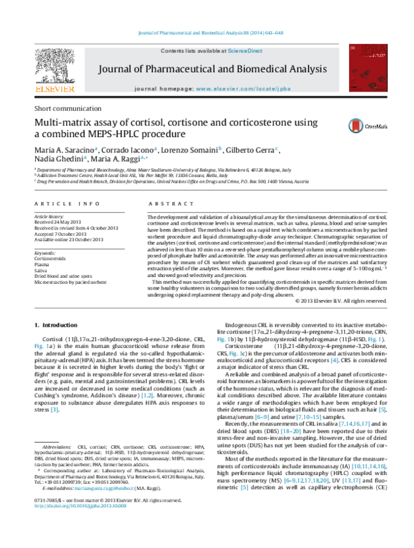 (PDF) Multi-matrix assay of cortisol, cortisone and corticosterone ...