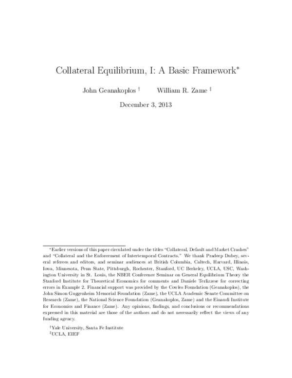 (PDF) Collateral equilibrium, I: a basic framework