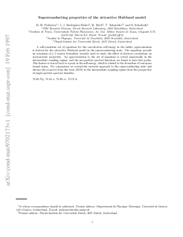 (PDF) Superconducting properties of the attractive Hubbard model