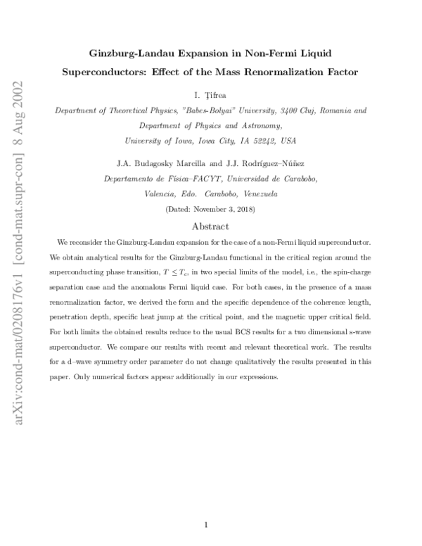(PDF) Ginzburg-Landau expansion in non-Fermi-liquid superconductors ...
