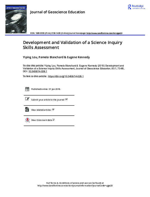 (PDF) Development and Validation of a Science Inquiry Skills Assessment