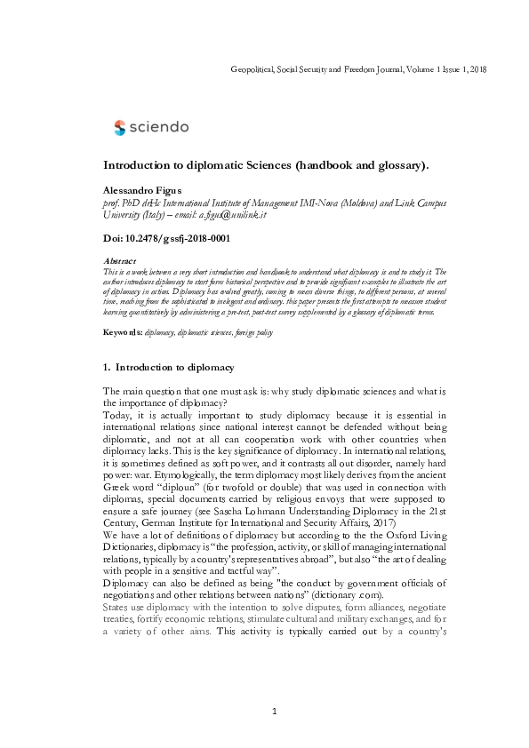 (PDF) Introduction to diplomatic Sciences (handbook and glossary)