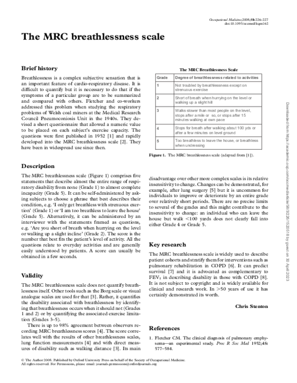 (PDF) The MRC breathlessness scale
