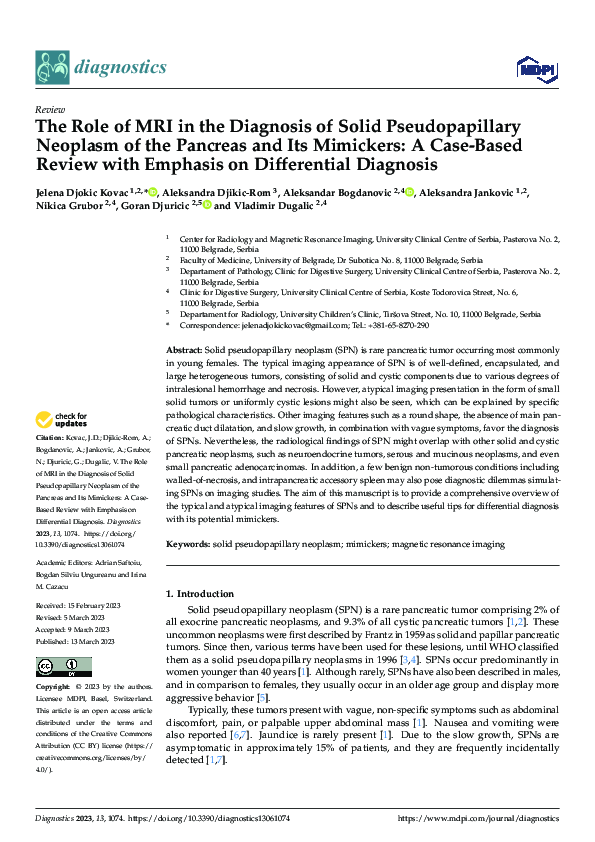 (PDF) The Role of MRI in the Diagnosis of Solid Pseudopapillary ...