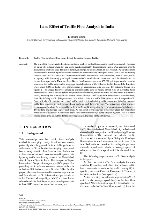 (PDF) Lane Effect of Traffic Flow Analysis in India
