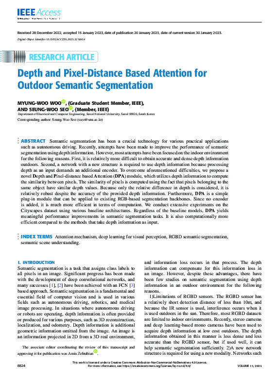 (PDF) Depth and Pixel-Distance Based Attention for Outdoor Semantic Segmentation