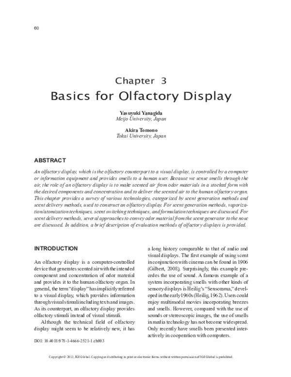 (PDF) Basics for Olfactory Display