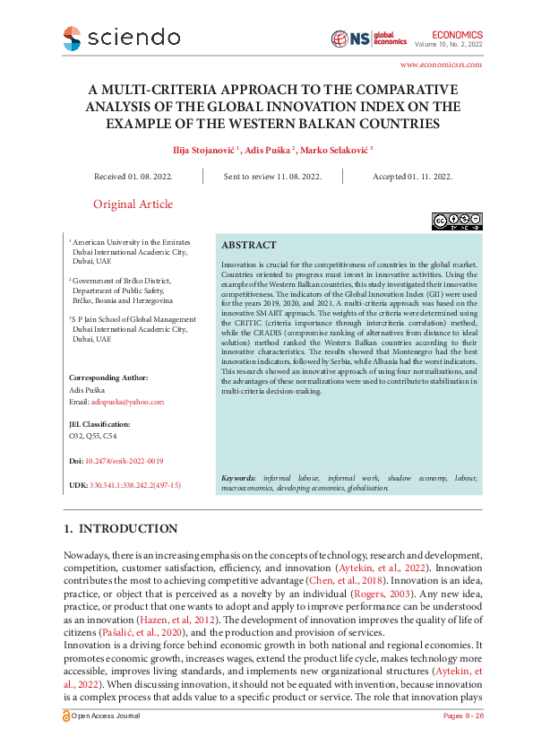 Pdf A Multi Criteria Approach To The Comparative Analysis Of The