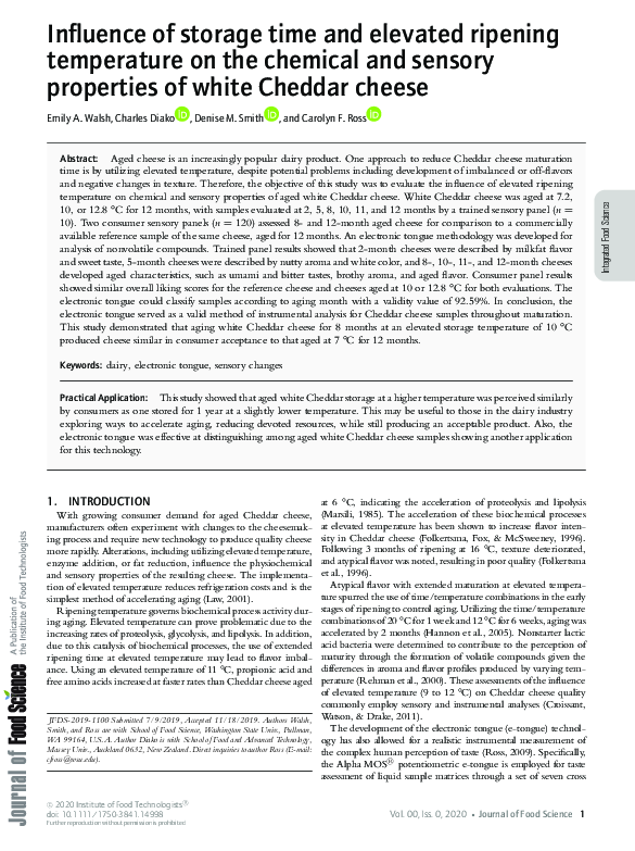 (PDF) Influence of storage time and elevated ripening temperature on the chemical and sensory ...