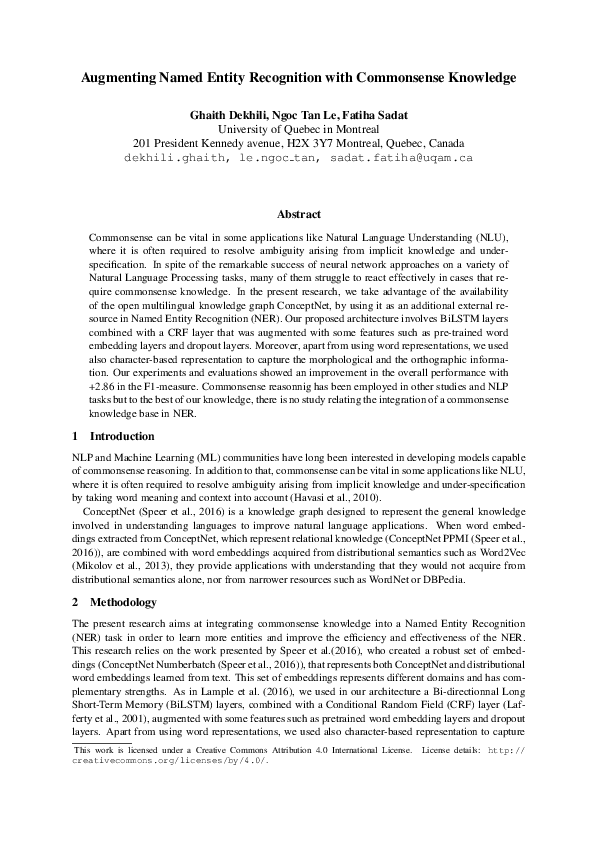 (PDF) Augmenting Named Entity Recognition with Commonsense Knowledge
