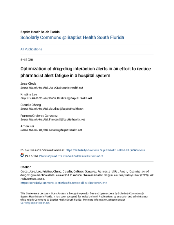 (PDF) Optimization of drug-drug interaction alerts in an effort to ...