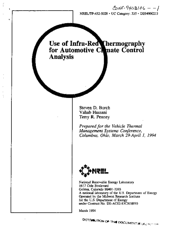(PDF) Use of Infra-Red Thermography for Automotive Climate Control Analysis