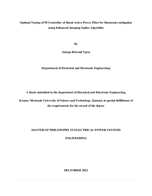 (PDF) Optimal Tuning of PI-Controller of Shunt Active Power Filter for Harmonics mitigation ...