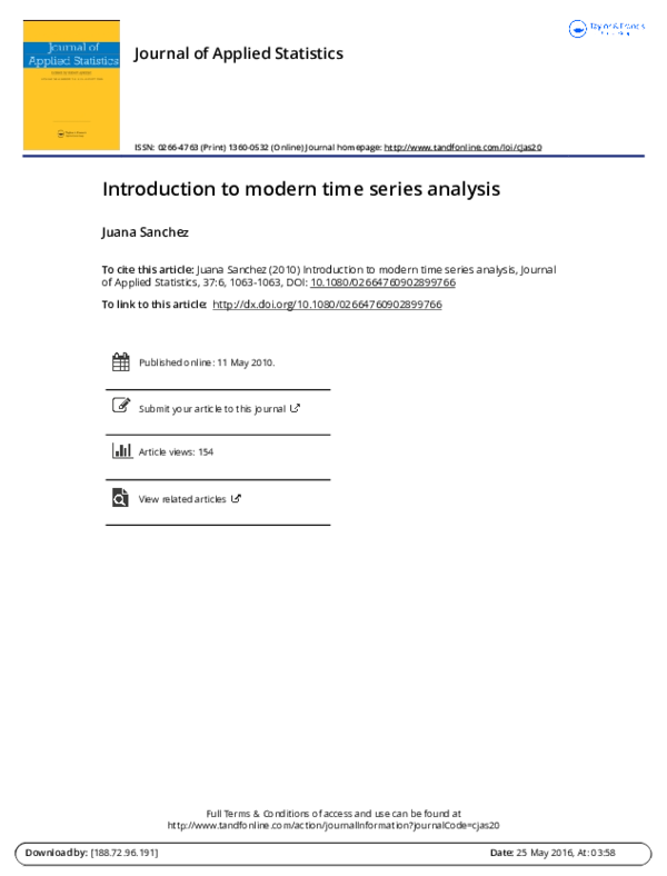 (PDF) Introduction to modern time series analysis