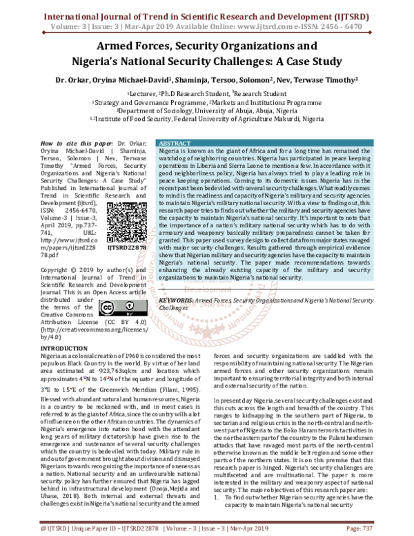 (PDF) Armed Forces, Security Strategy and Governance Programme, Institute of Food Security ...