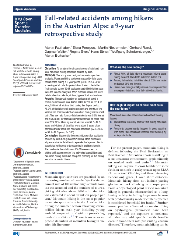 (PDF) Fall-related accidents among hikers in the Austrian Alps: a 9 ...