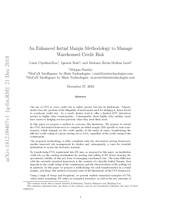 (PDF) An Enhanced Initial Margin Methodology to Manage Warehoused ...