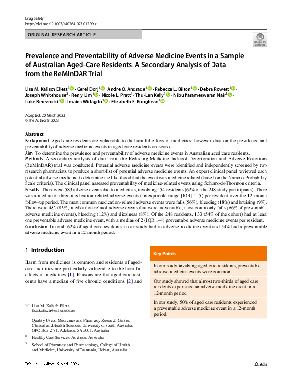 (PDF) Prevalence and Preventability of Adverse Medicine Events in a ...