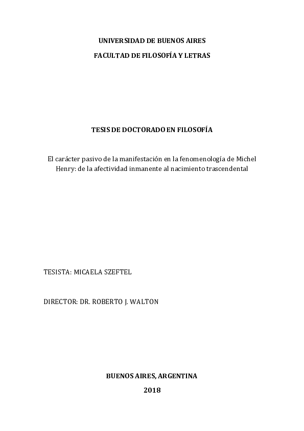 (PDF) El carácter pasivo de la manifestación en la fenomenología de ...
