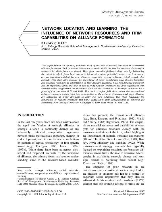 (PDF) Network location and learning: the influence of network resources ...