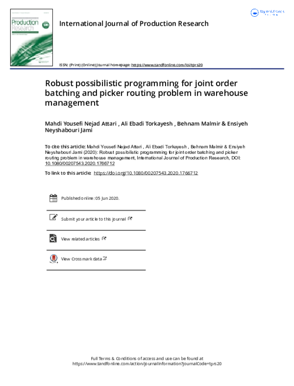 (PDF) Robust possibilistic programming for joint order batching and ...