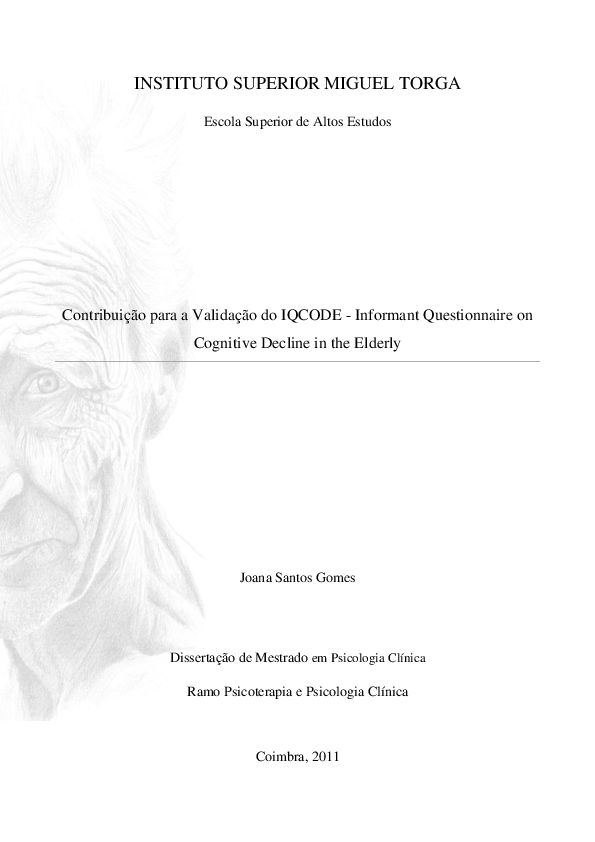 Pdf Contribuição Para A Validação Do Iqcode Informant Questionnaire On Cognitive Decline In