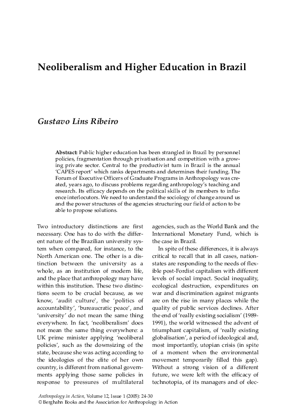 (PDF) Neoliberalism and Higher Education in Brazil