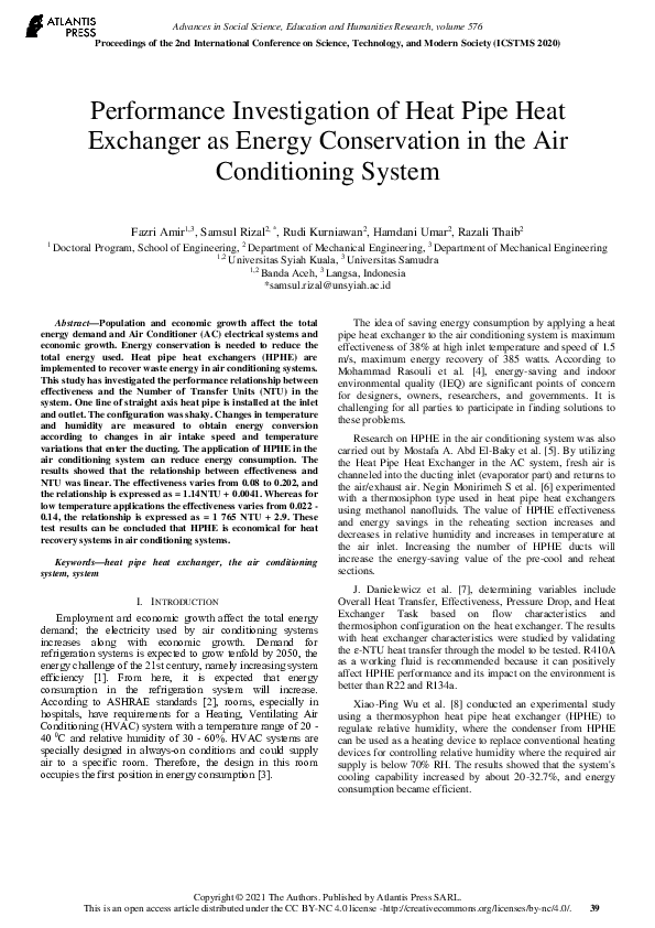 (PDF) Performance Investigation of Heat Pipe Heat Exchanger as Energy ...