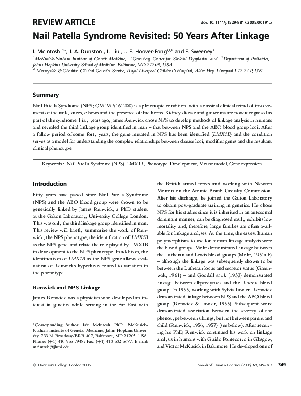 (PDF) Nail Patella Syndrome Revisited: 50 Years After Linkage