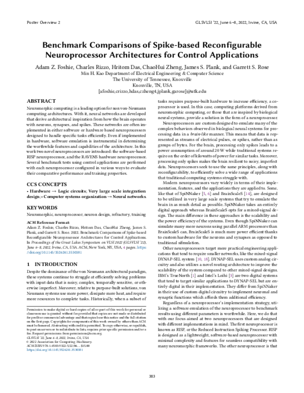 (PDF) Benchmark Comparisons of Spike-based Reconfigurable Neuroprocessor Architectures for ...