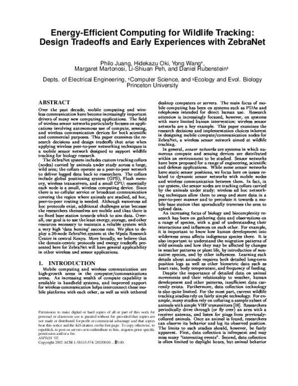 (PDF) Energy-efficient computing for wildlife tracking