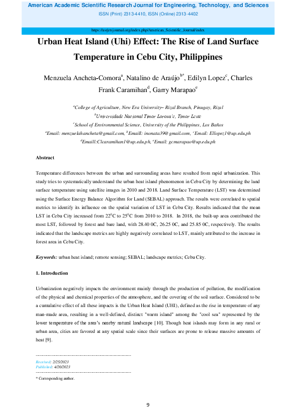 (PDF) Urban Heat Island (Uhi) Effect: The Rise of Land Surface ...