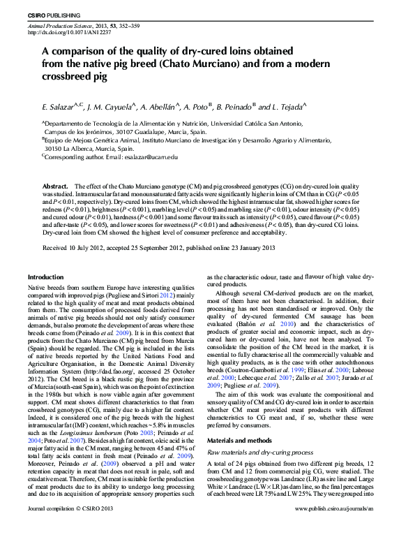 (PDF) A comparison of the quality of dry-cured loins obtained from the ...