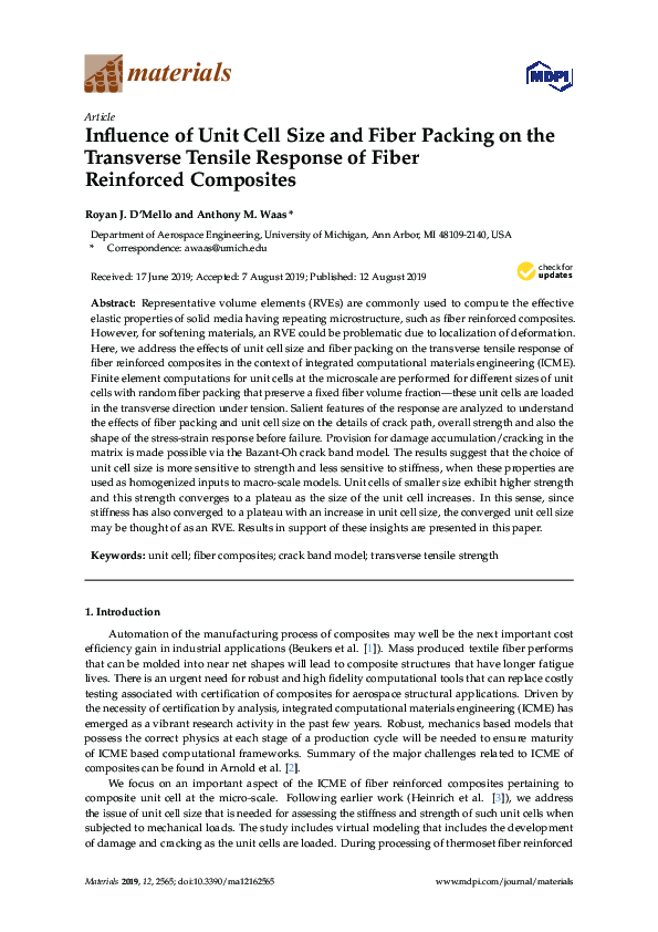 (PDF) Influence of Unit Cell Size and Fiber Packing on the Transverse ...