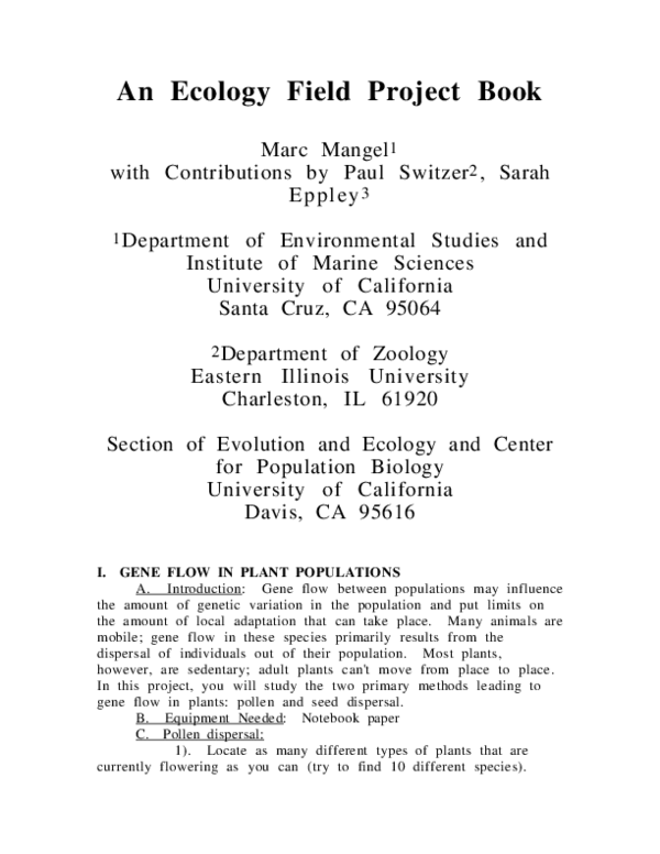 (PDF) An Ecology Field Project Book