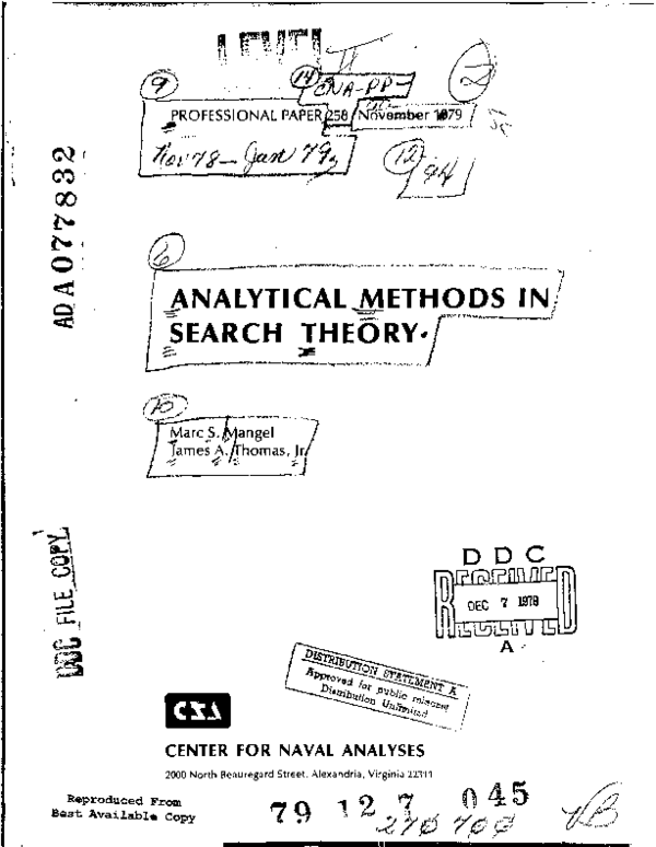 Pdf Analytical Methods In Search Theory
