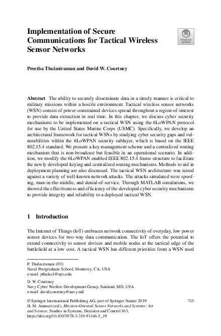 (PDF) Implementation of Secure Communications for Tactical Wireless ...
