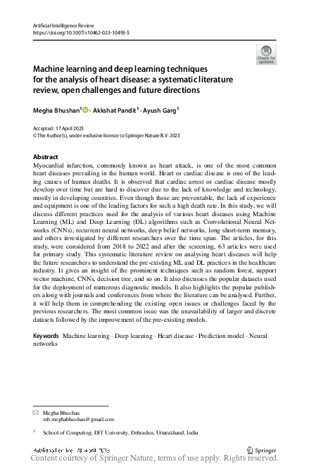 (PDF) Machine learning and deep learning techniques for the analysis of heart disease: a ...