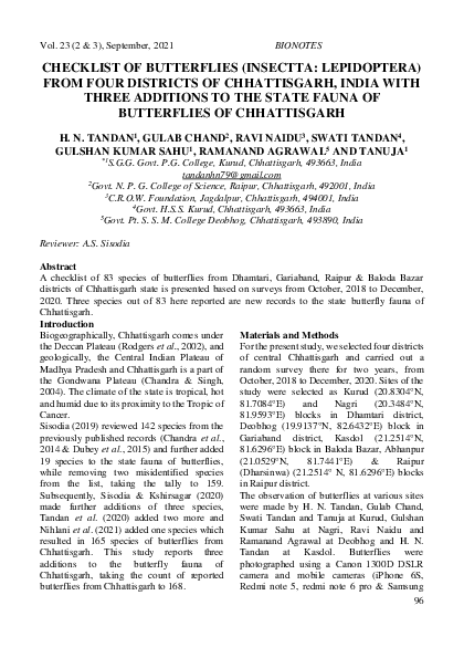 (PDF) Checklist of Butterflies (Insectta: Lepidoptera) from Four ...