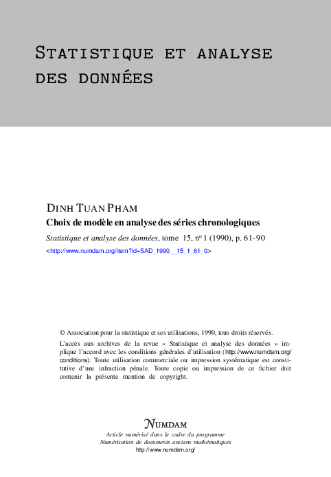 (PDF) Choix de modèle en analyse des séries chronologiques