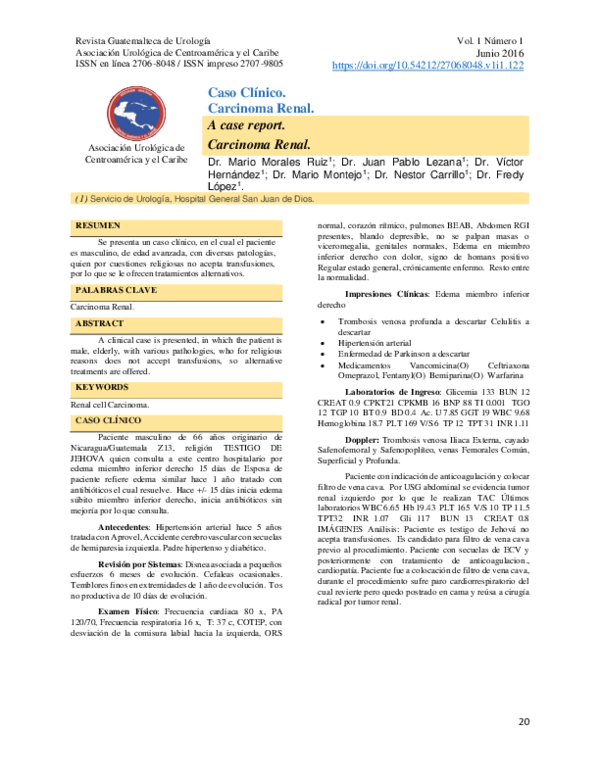 (PDF) Caso Clínico. Carcinoma Renal | Mario Montejo - Academia.edu