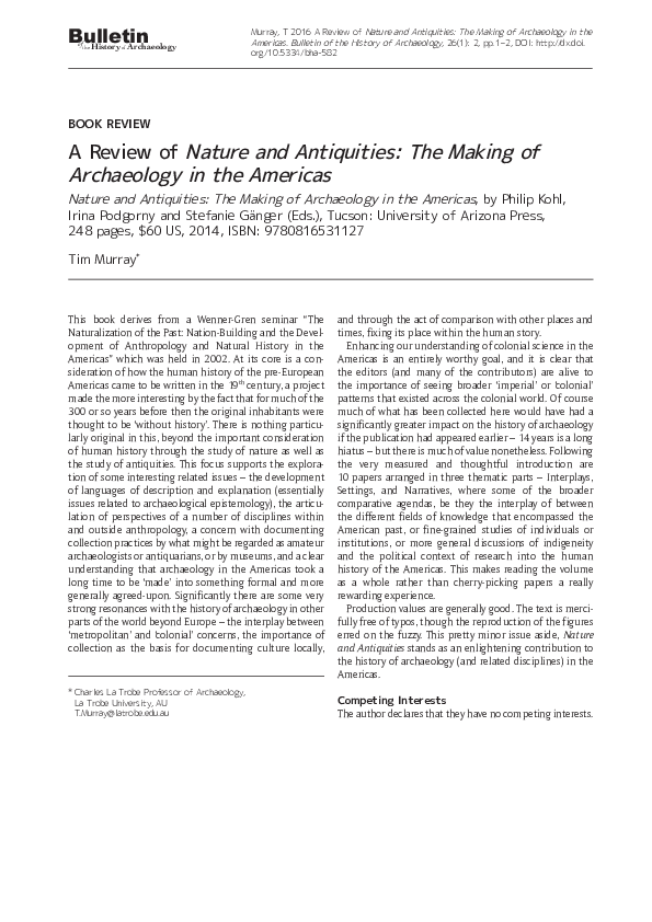 (PDF) A Review of Nature and Antiquities: The Making of Archaeology in ...